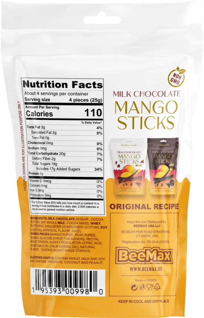 Milk Chocolate Covered Dried Mango Sticks – Beemax
