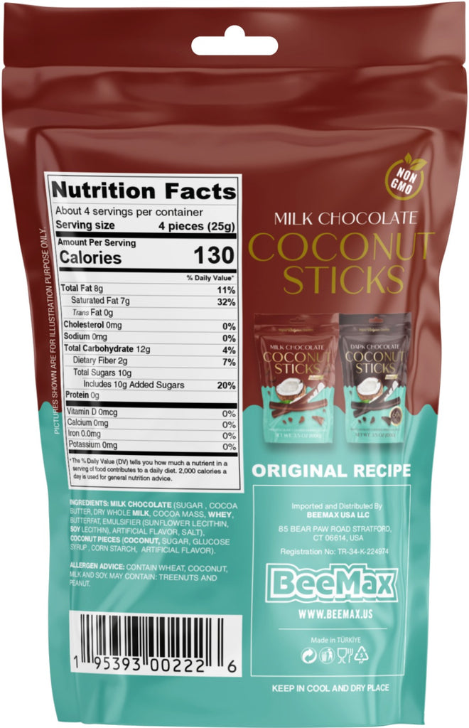 Milk Chocolate Covered Dried Coconut Sticks – Beemax