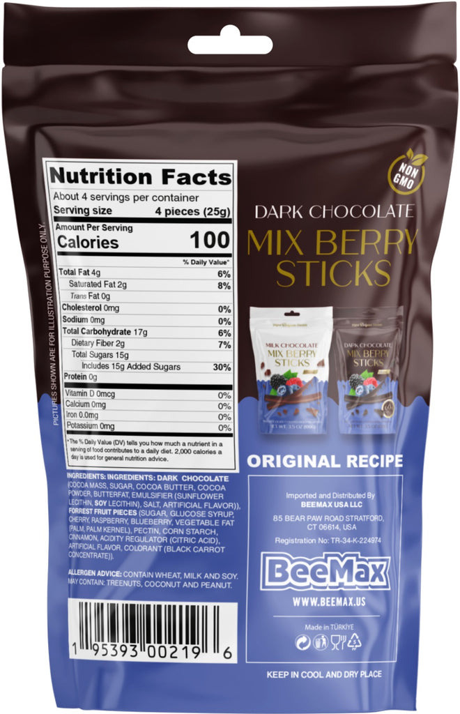 Dark Chocolate Covered Dried Mix Berry Sticks – Beemax