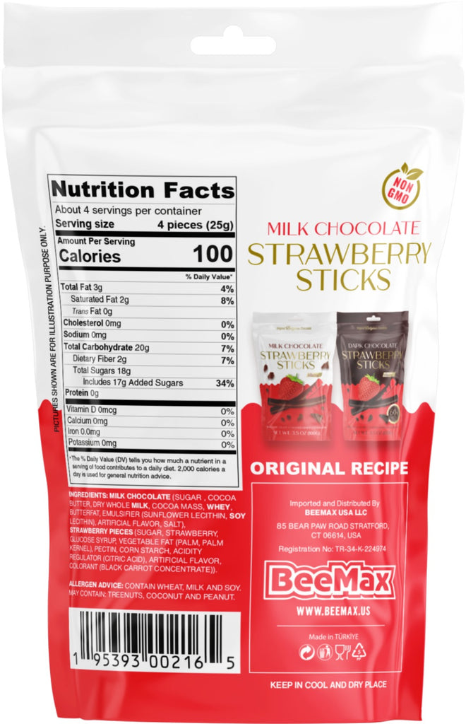 Milk Chocolate Covered Dried Strawberry Sticks – Beemax